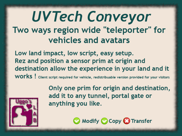 Second Life Marketplace - UVTech Conveyor